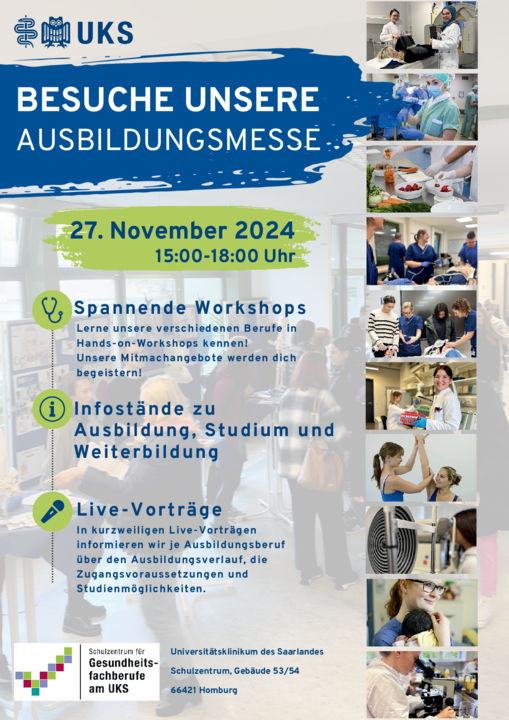 Ausbildungsmesse am Schulzentrum des UKS - Universitätsklinikum des ...